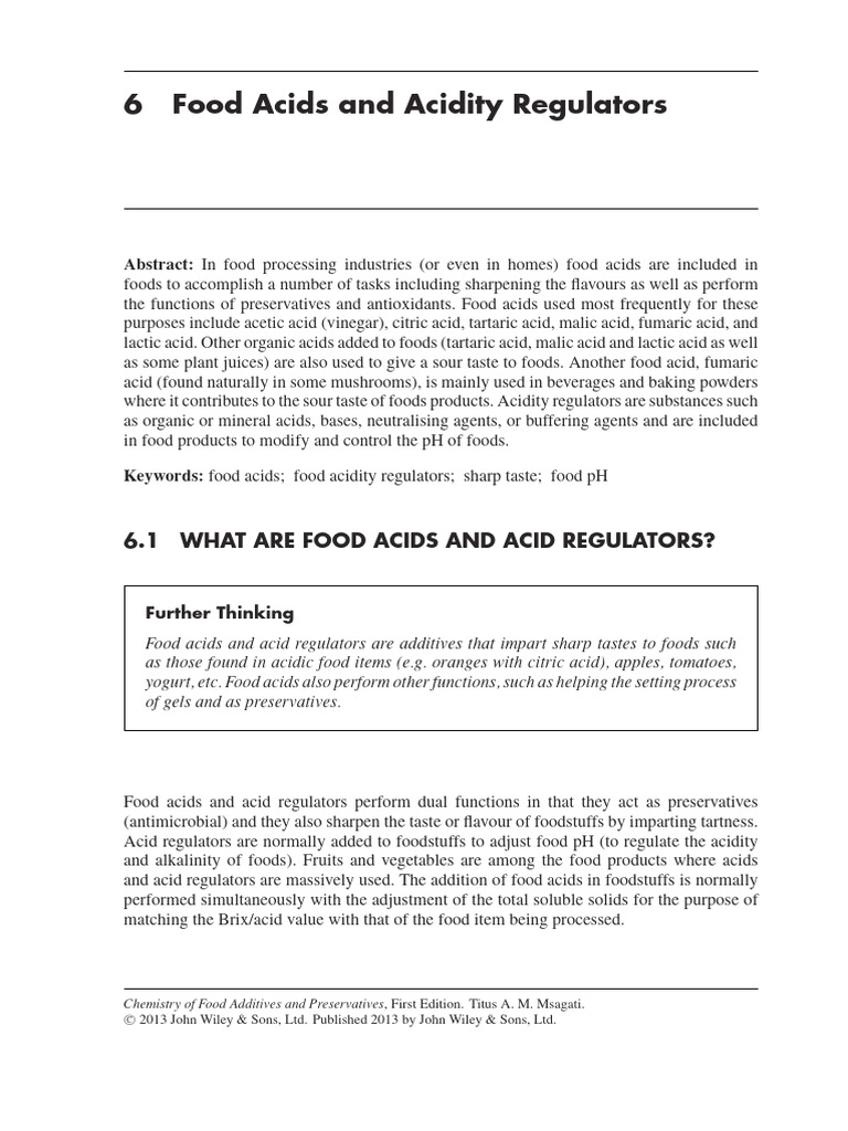 Overview of Food Acids and Regulators | PDF | Acid | Taste