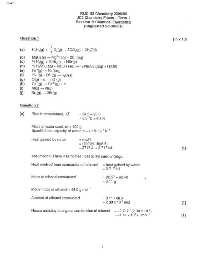 Chem Focus Term 1 Soln | PDF