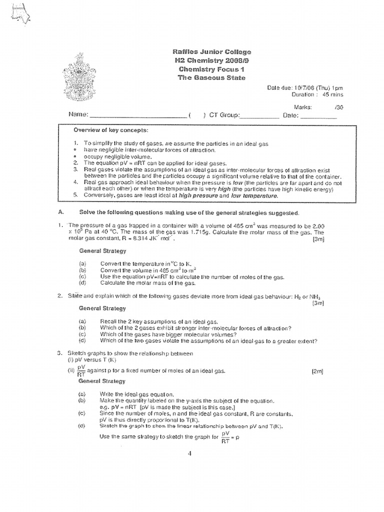 Chem Focus 1 Gaseous State | PDF