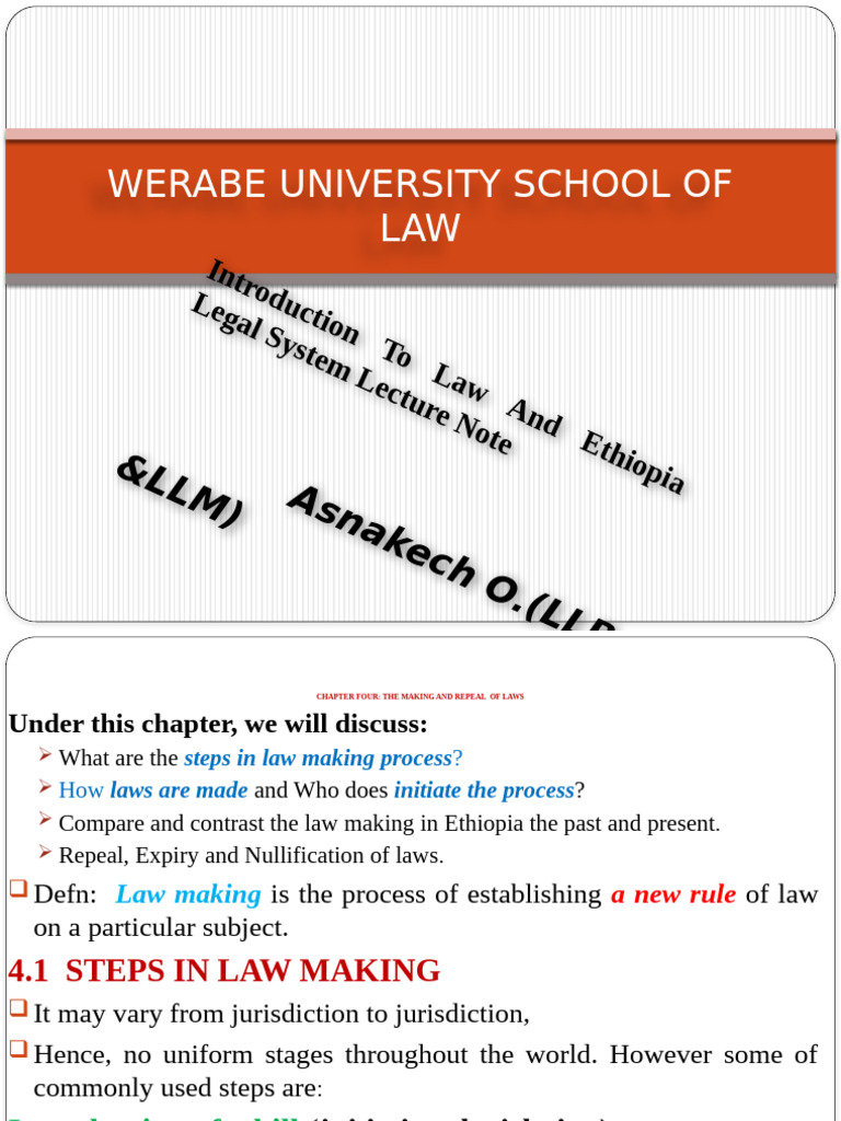 Ethiopia's Law Making Process Explained | PDF | Repeal | Statutory ...