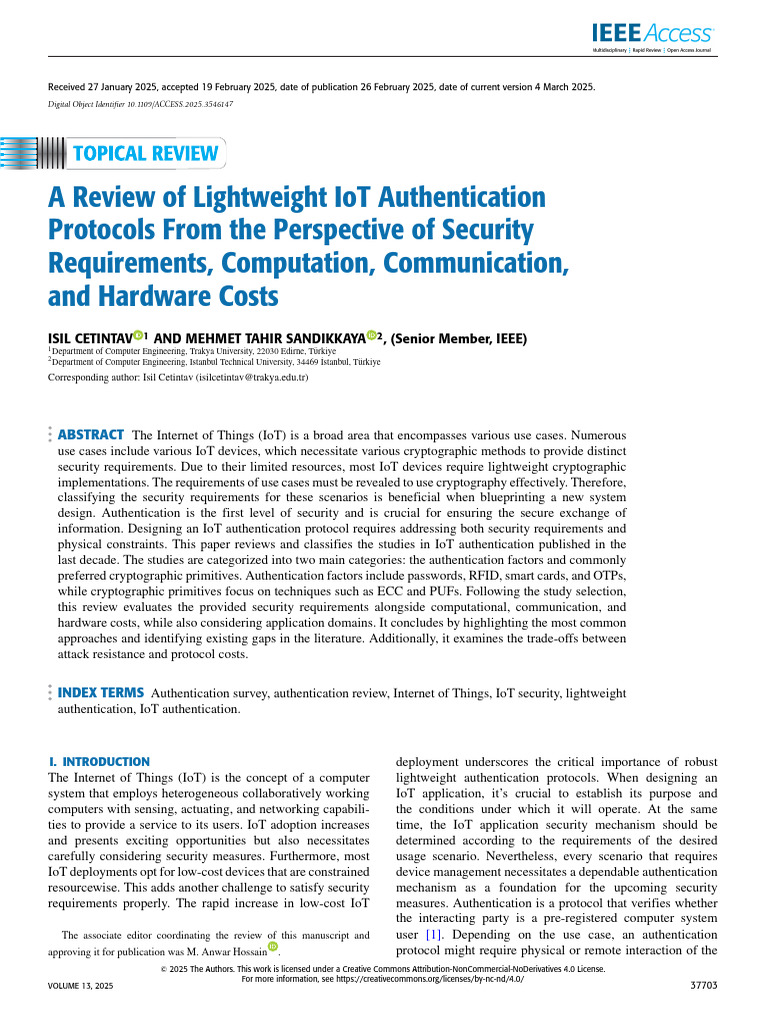 A Review of Lightweight IoT Authentication Protocols From The Perspective of Security ...