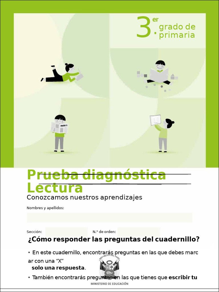 Prueba Diagnóstica de Lectura 3° Primaria | PDF | Ojo | Rasgos faciales