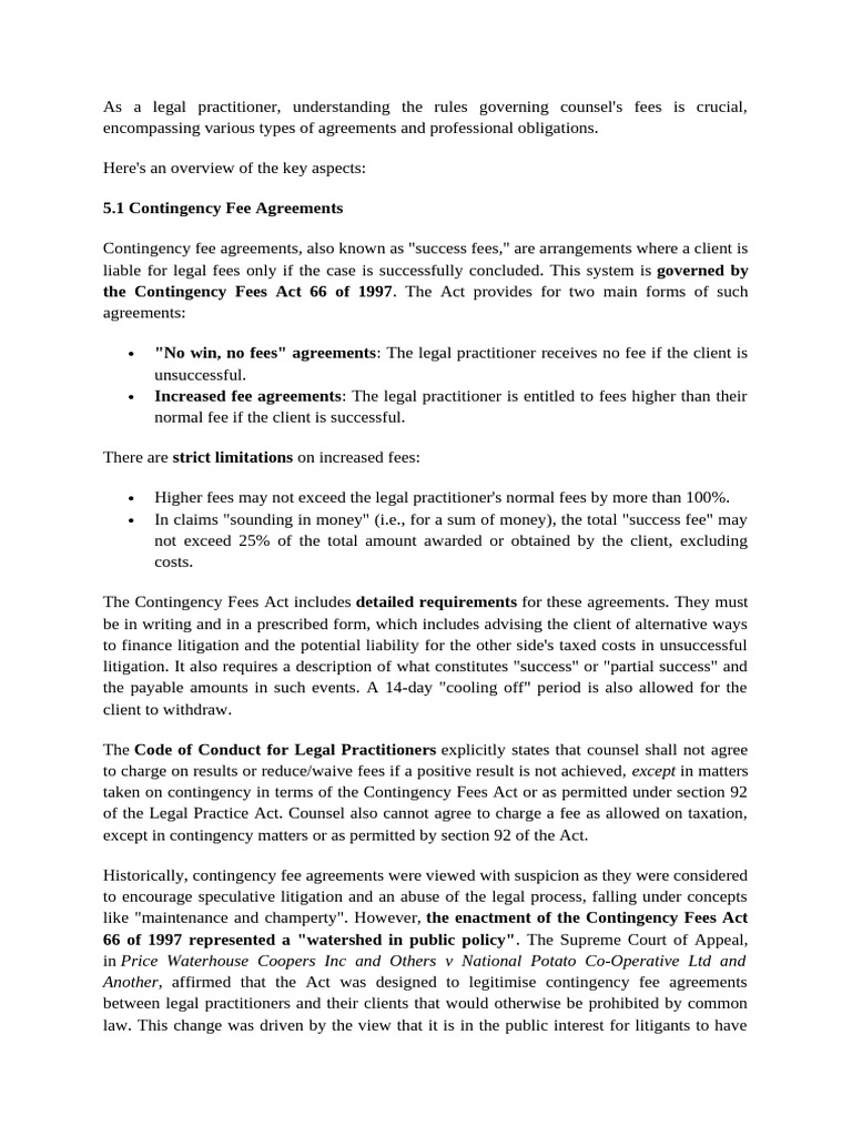 Rules Governing Counsel's Fees | PDF | Lawyer | Costs In English Law