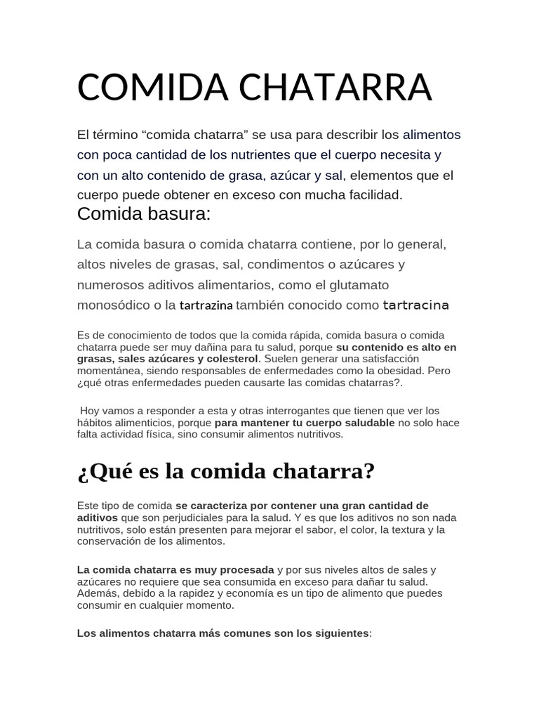 Comida Chatarra | PDF