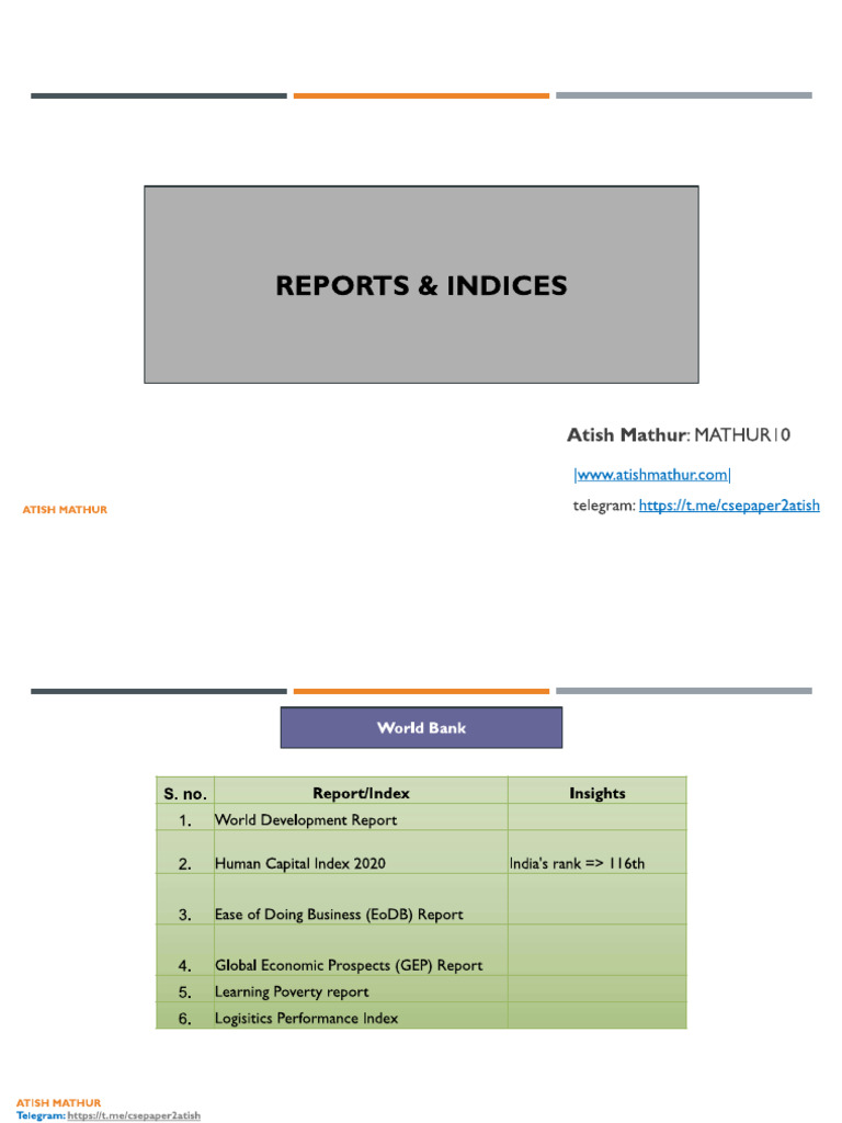 Reports and Indices | PDF