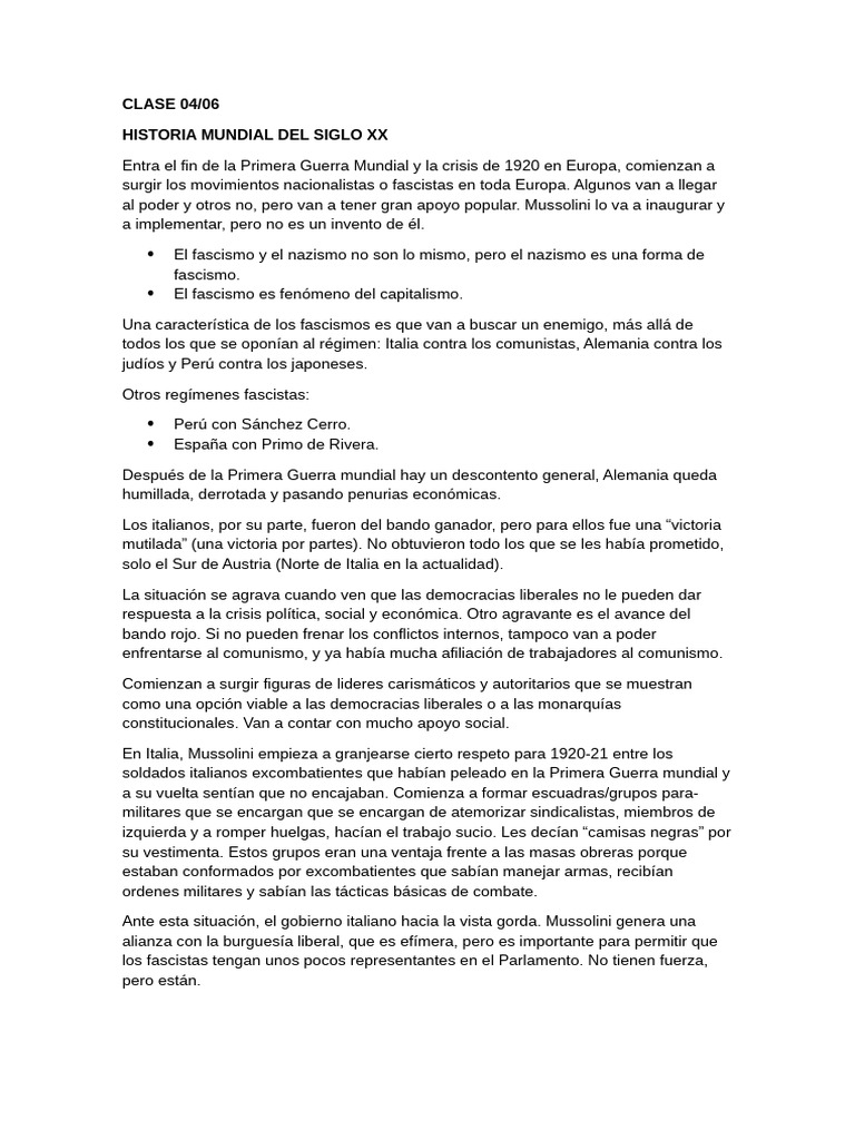 Clase 0406 | PDF | Fascismo | Benito Mussolini