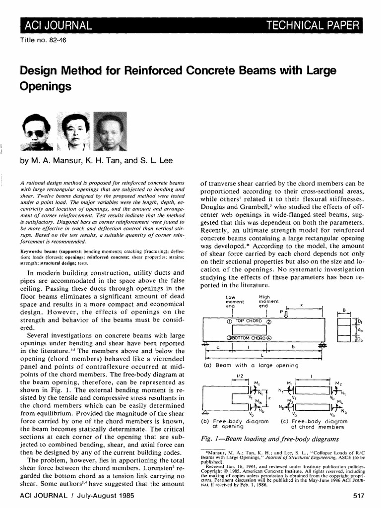 Design Method For Reinfoced Concrete Beams With Large Openings | PDF