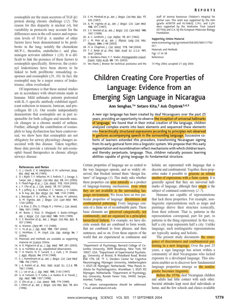 Children Creating Core Properties of Language: Evidence from an ...