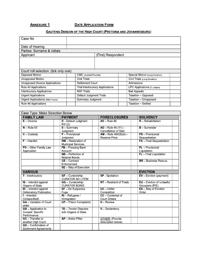 Default Date Application Form | PDF
