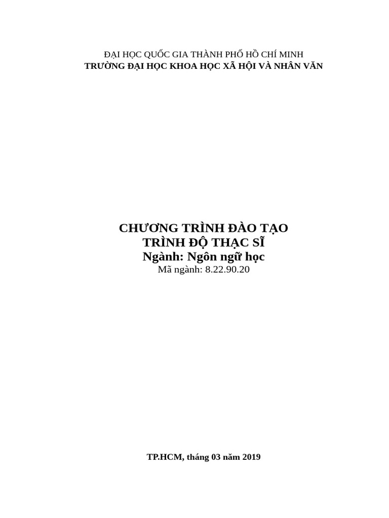Chuong Trinh Dao Tao Thac Si NNH | PDF