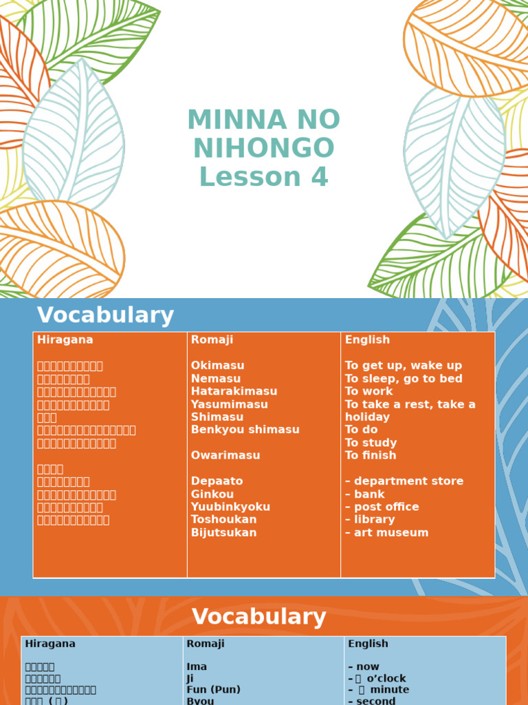 MINNA NO NIHONGO Lesson 4 | PDF