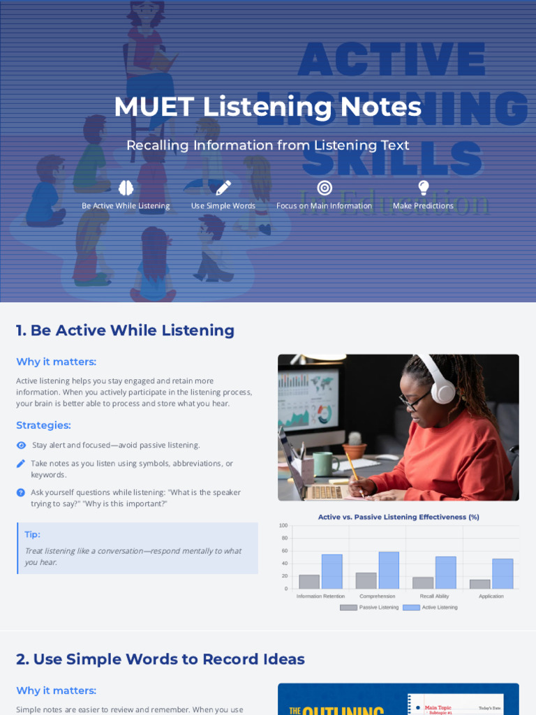 MUET Listening Strategies and Tips | PDF | Information | Memory
