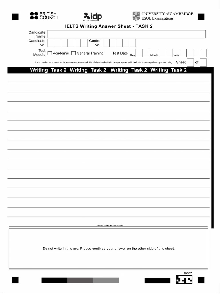IELTS Answer Sheet Writing Task 2 | PDF