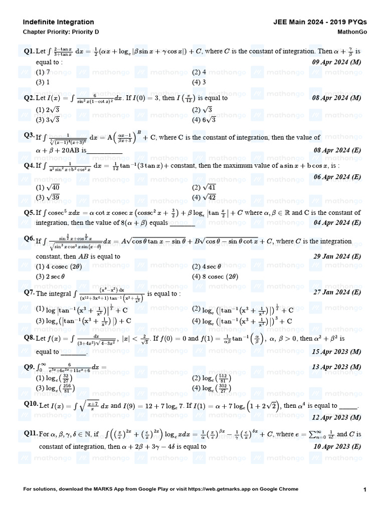 07 - Indefinite Integration | PDF