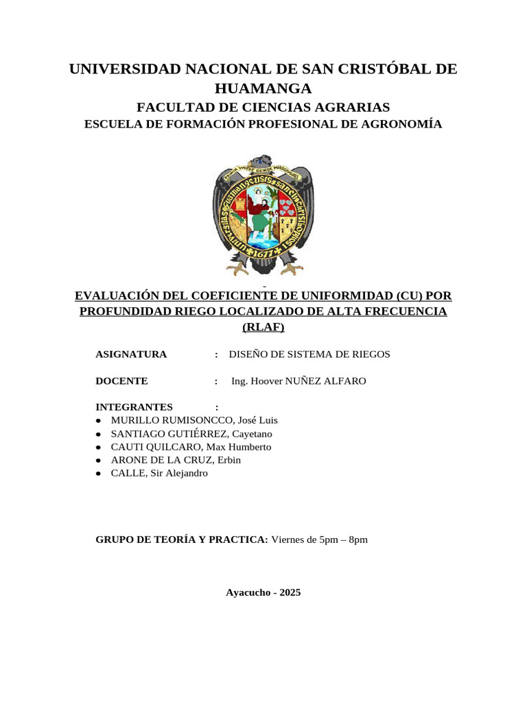 Coeficiente de Uniformidad - Riego Por Goteo en Palto | PDF | Riego | Agua