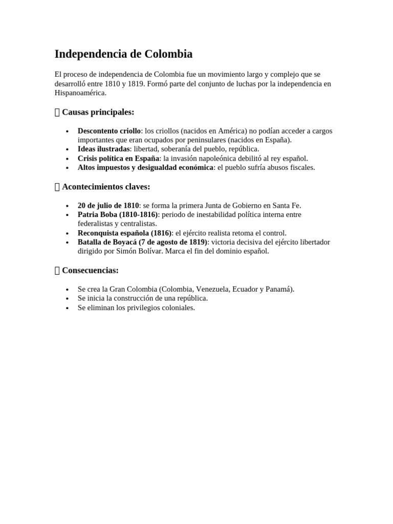 Independencia de Colombia | PDF