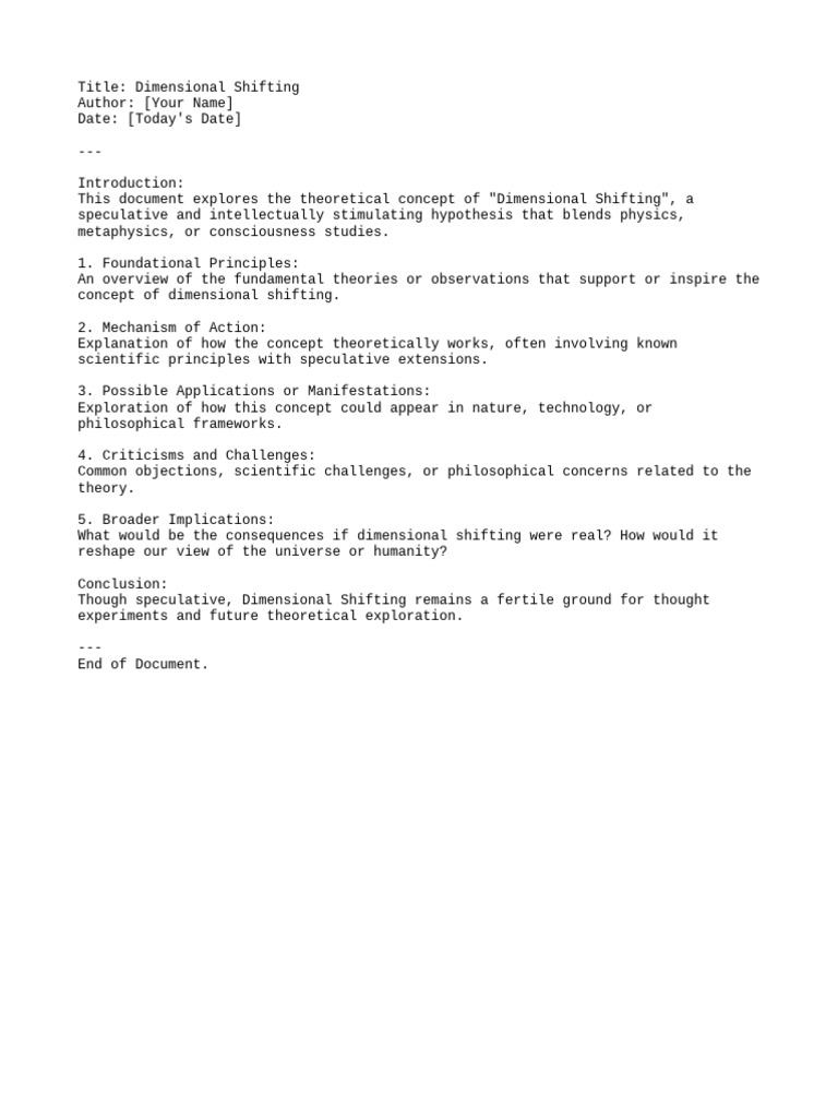 15 - Dimensional Shifting | PDF