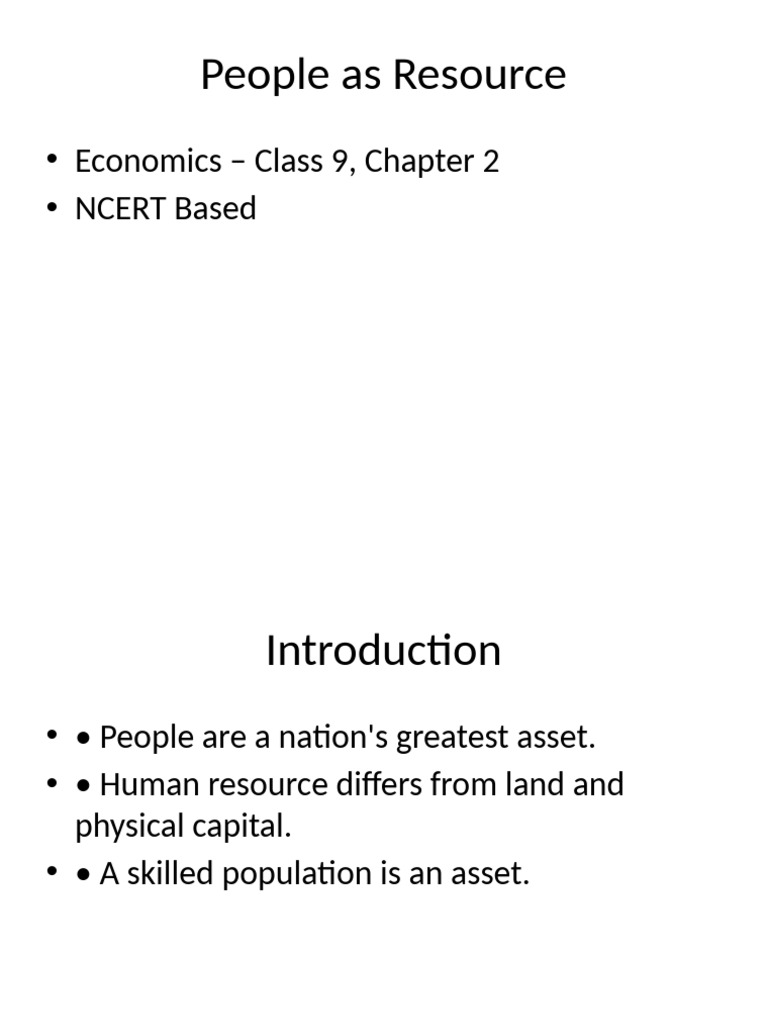 Class9 Economics Ch2 People As Resource With Images | PDF