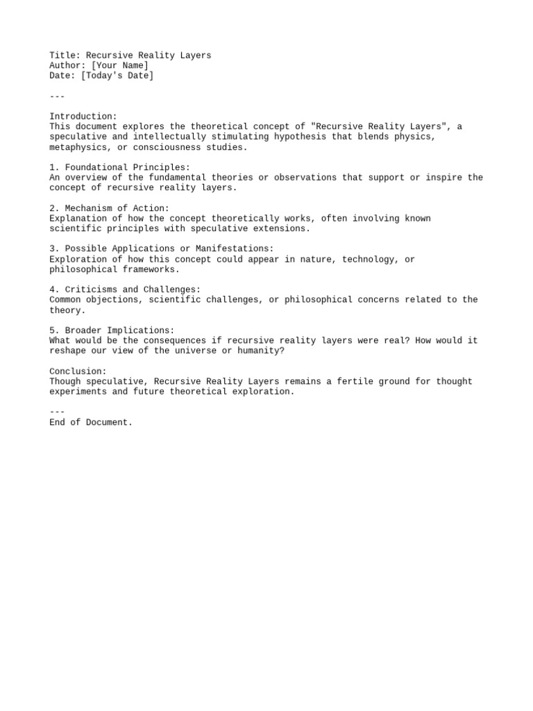 Exploring Recursive Reality Layers | PDF