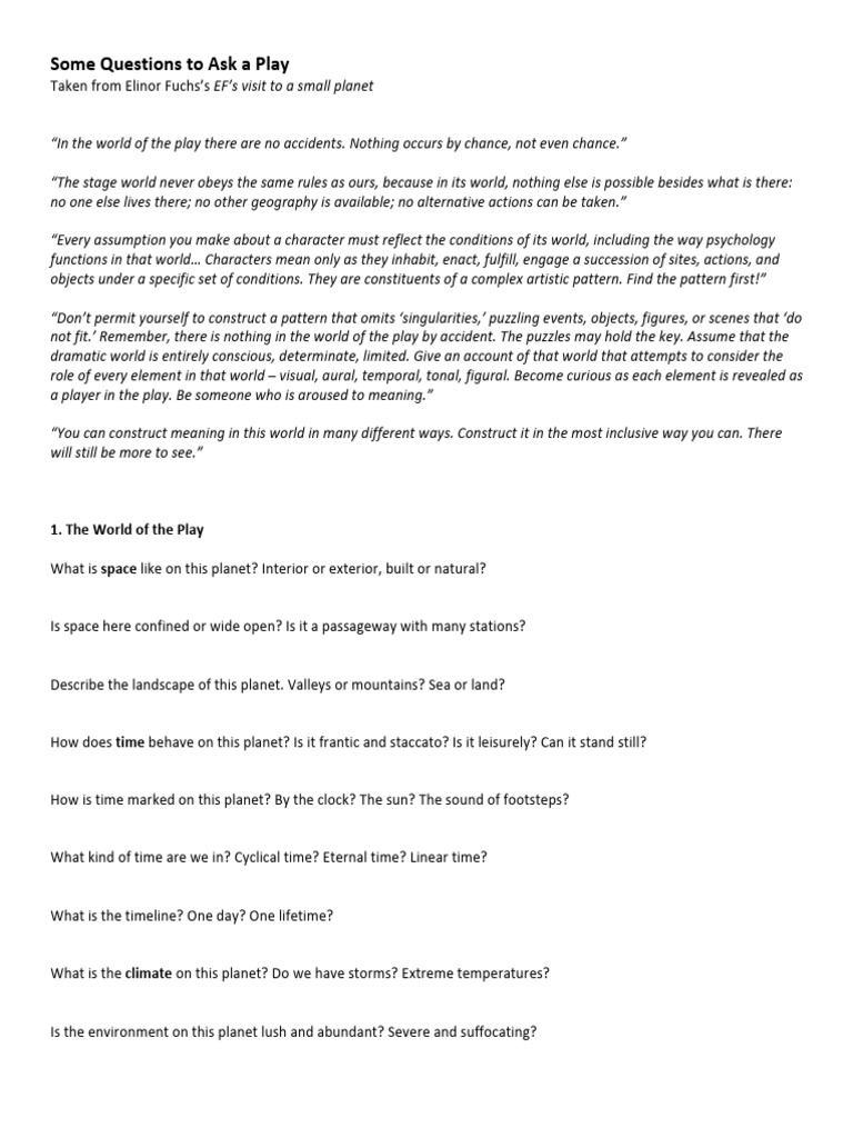 Questions for Analyzing a Play | PDF
