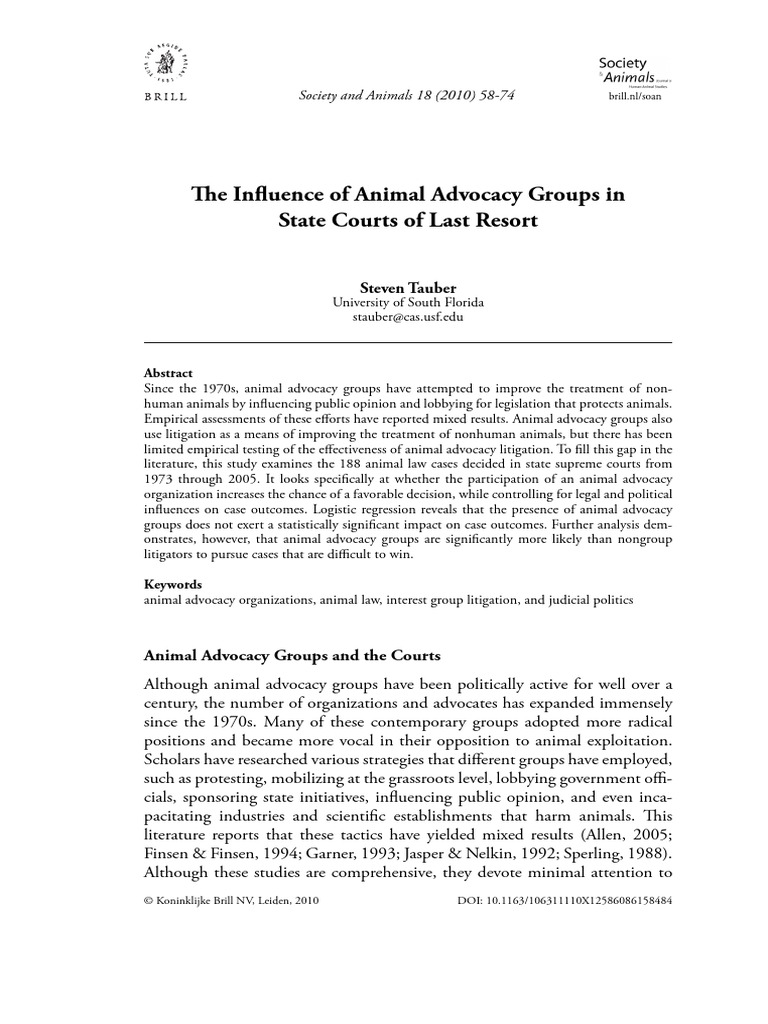 Animal Advocacy Groups in Court Outcomes | PDF | Supreme Courts ...