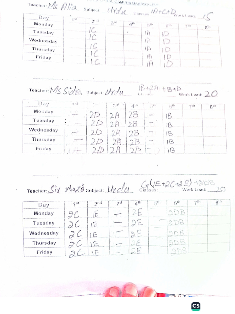 Modified Teachers Timetable | PDF