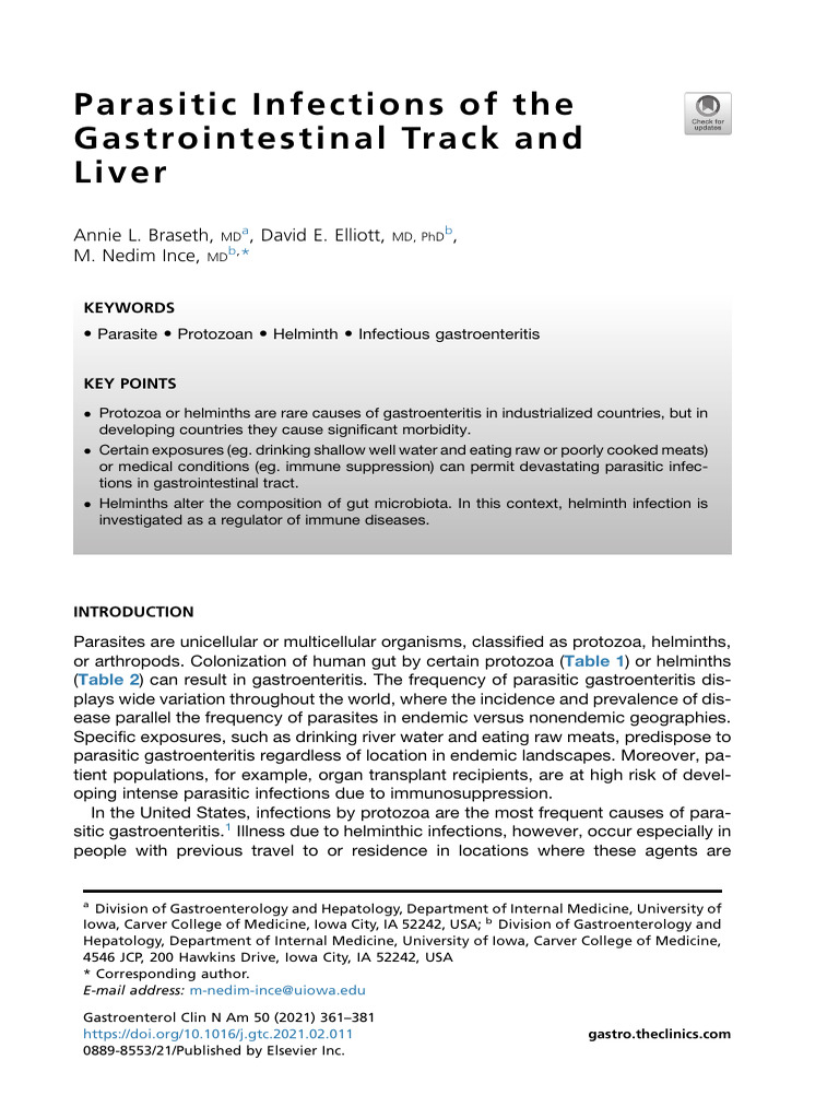 Parasitic Infections | PDF | Infection | Clinical Medicine