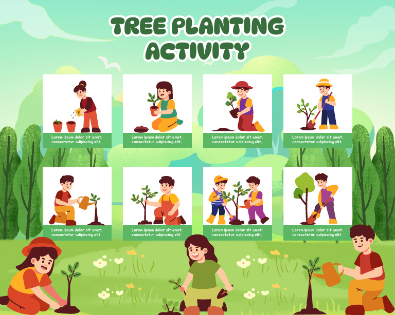 Green Illustrated Tree Planting Activity Storyboard PDF | PDF