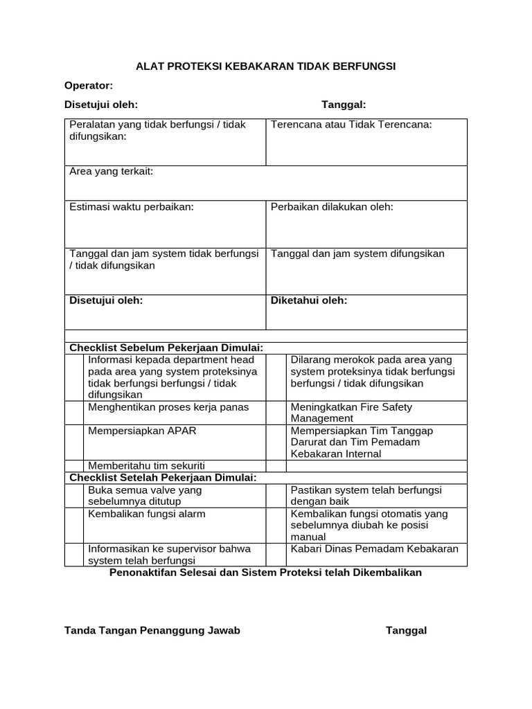 Prosedur Perbaikan Alat Proteksi Kebakaran | PDF