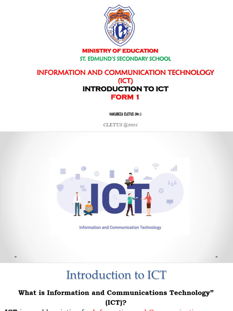 ICT FORM 1 Intro To ICT Hakubeza | PDF | Educational Technology ...