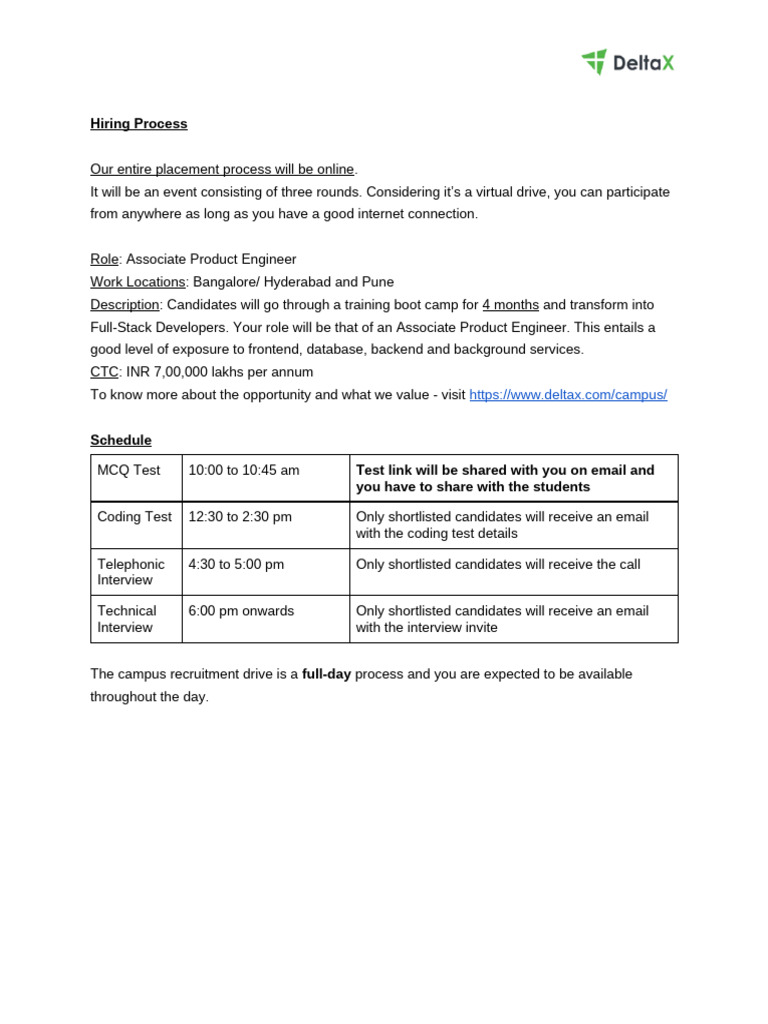 DeltaX - Virtual Campus Drive 2026 | PDF