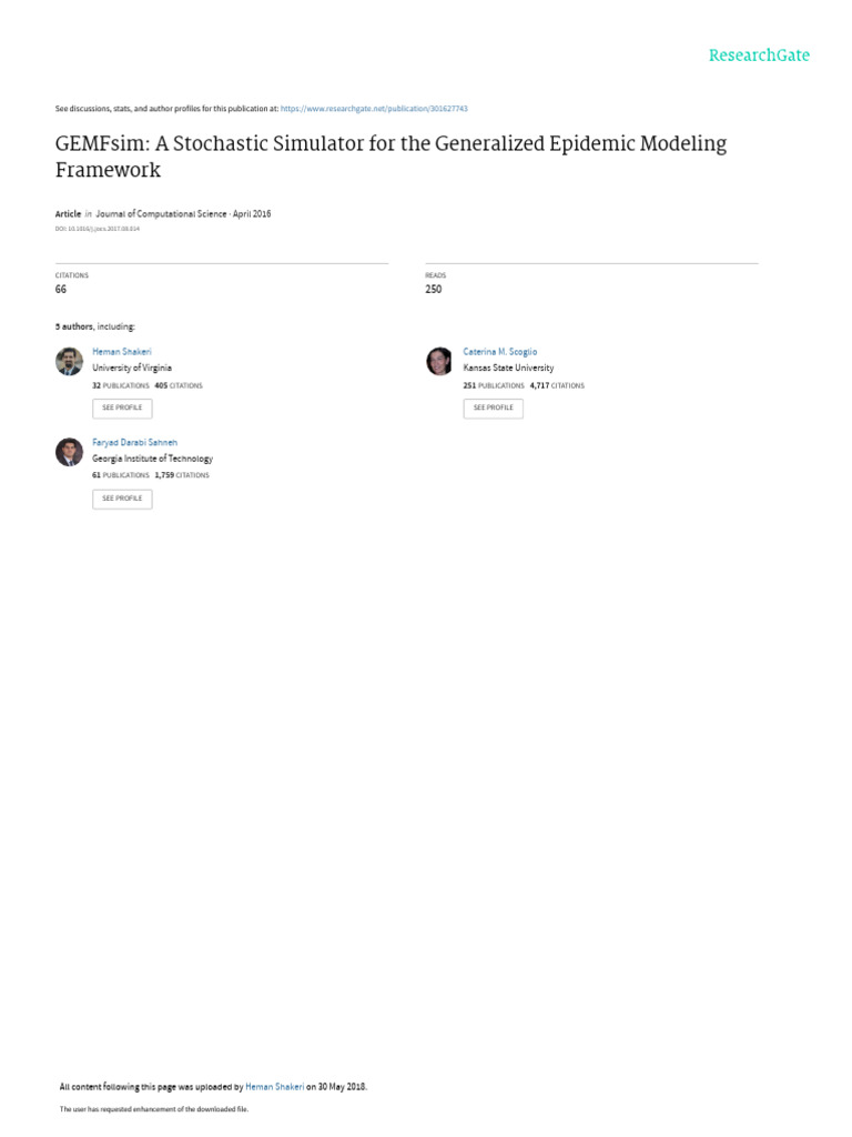 GEMFsim A Stochastic Simulator For The Generalized Epidemic Modeling ...