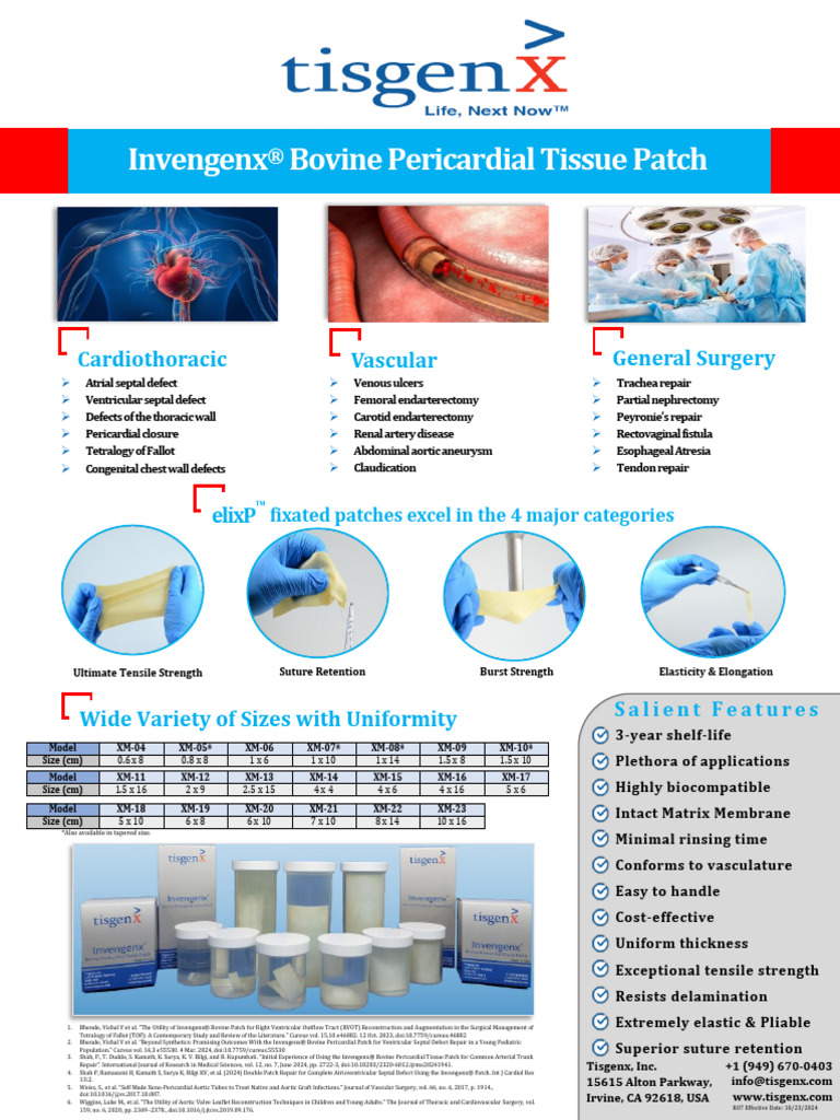 Invengenx Bovine Pericardial Tissue Patch With Elixp Tissue Technology ...