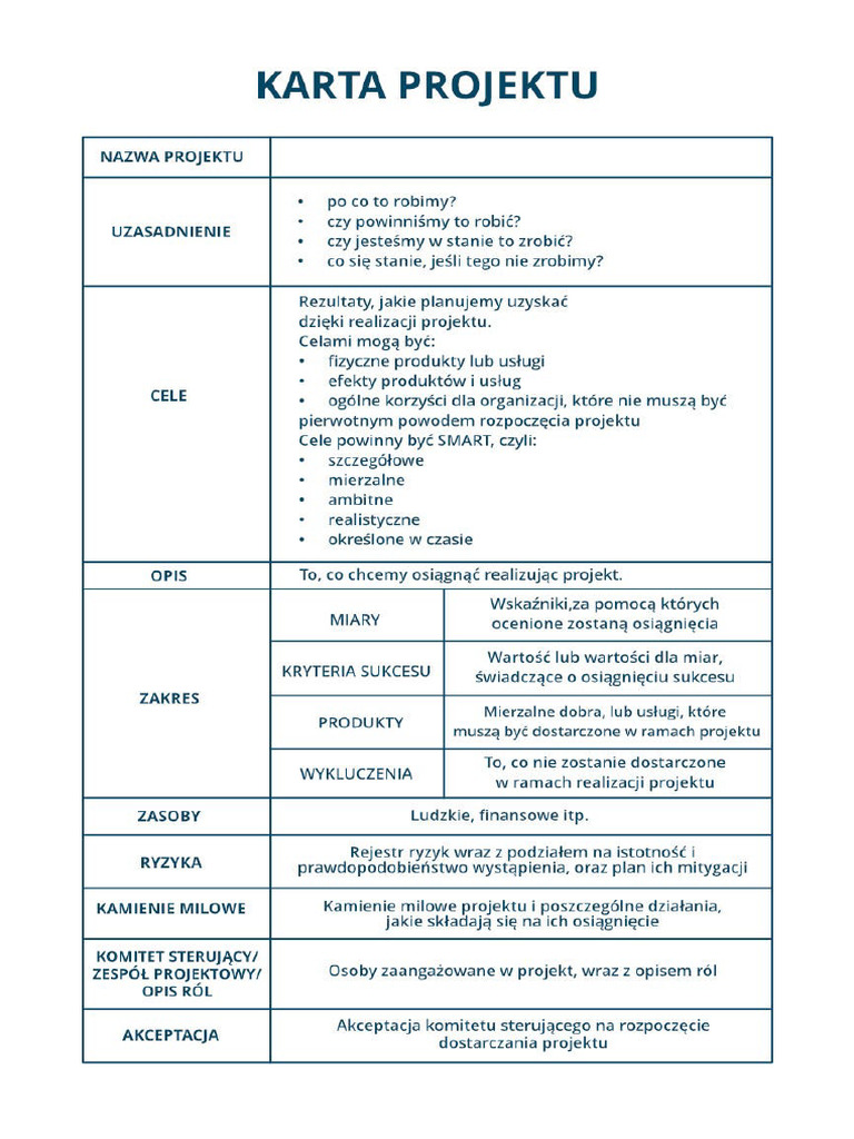 2 - 2024.10.11 Przykład 1 Karta Projektu | PDF