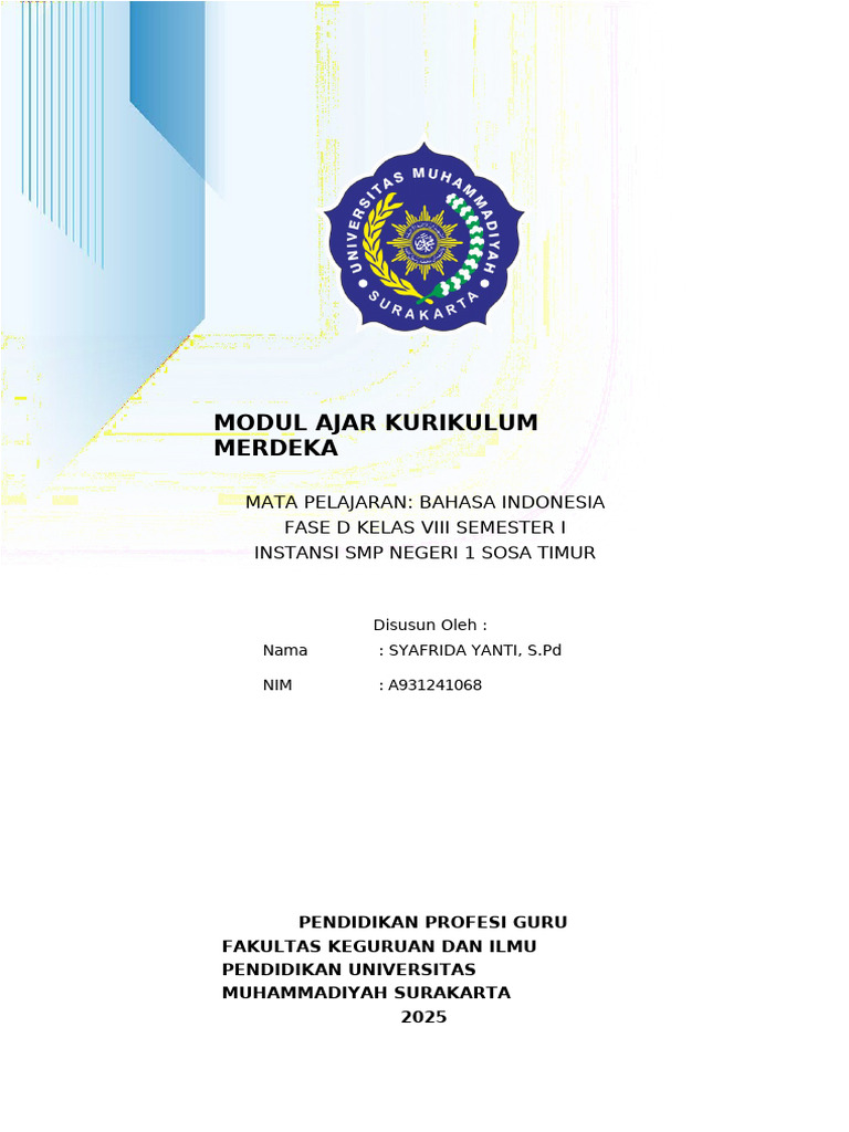 Template Modul Ajar Kurikulum Merdeka PPG UMS (2025 v4) | PDF