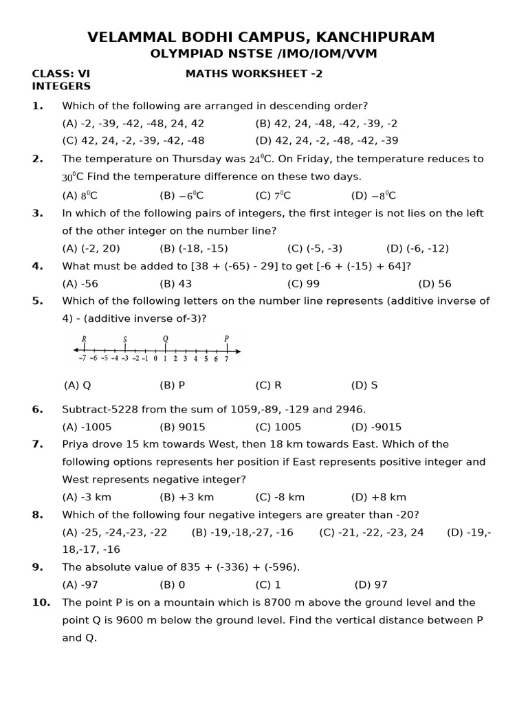 06 Maths - Chapter 6 - Integers | PDF | Integer