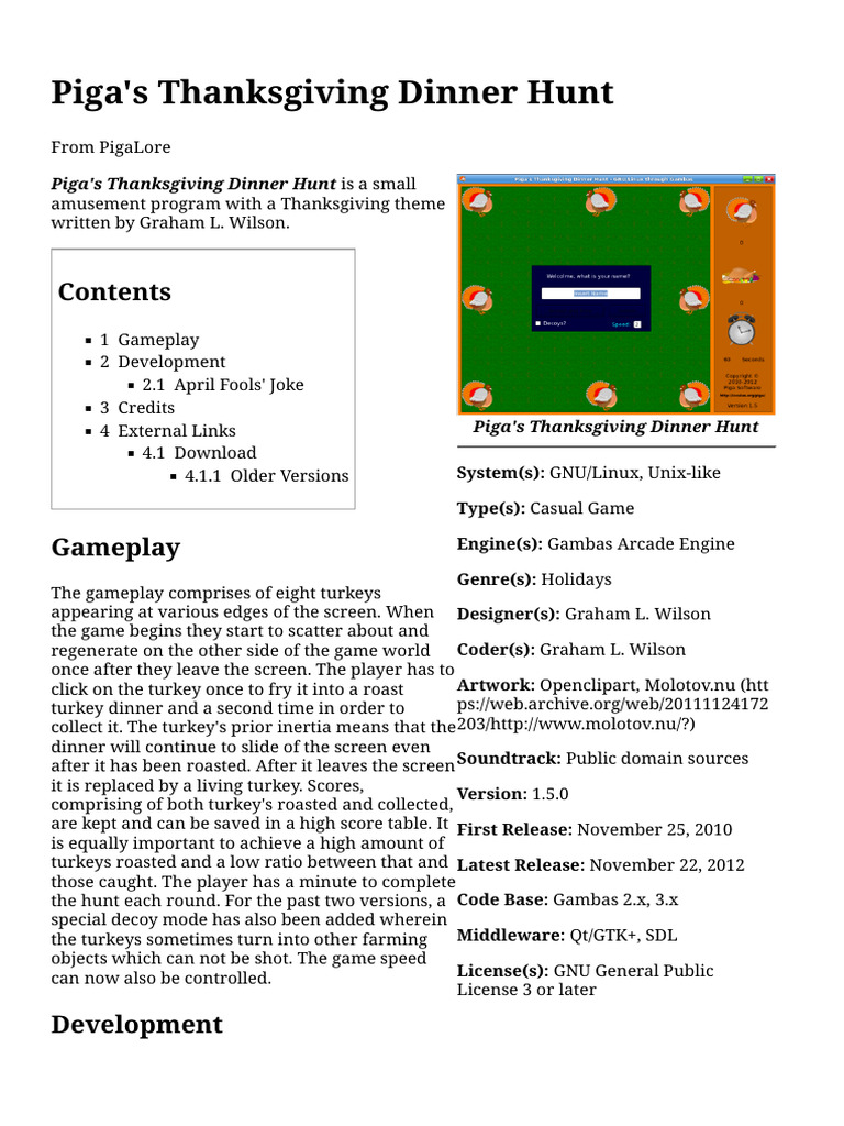 Piga's Thanksgiving Dinner Hunt - PigaLore | PDF | Software