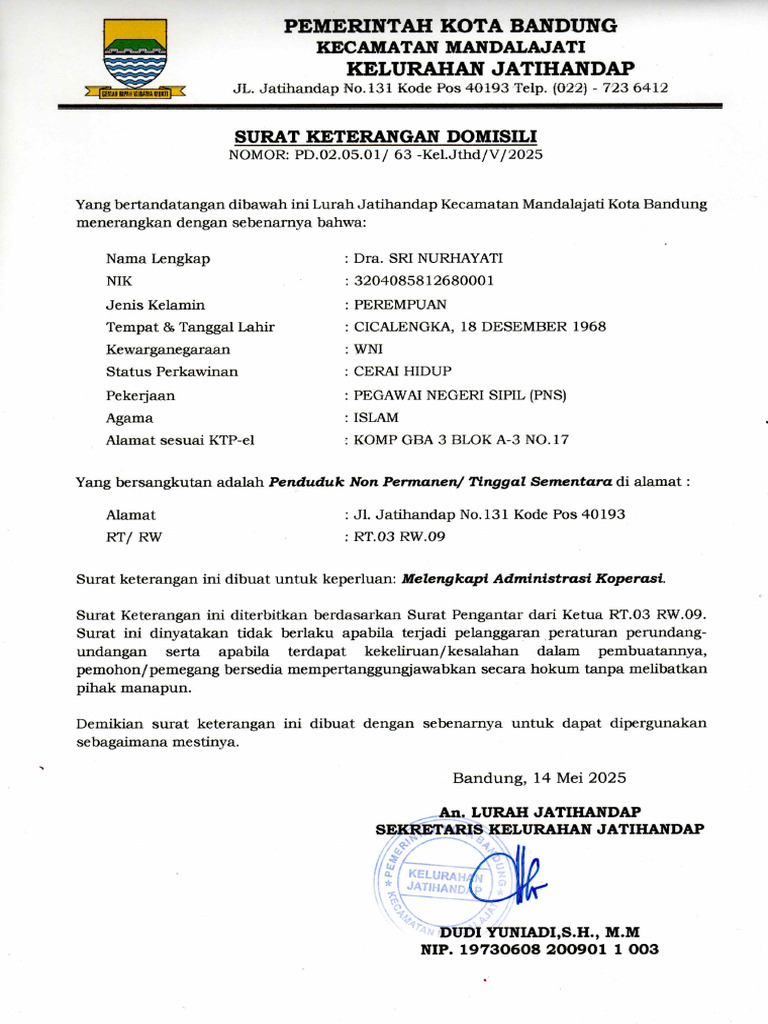 Surat Keterangan Domisili | PDF