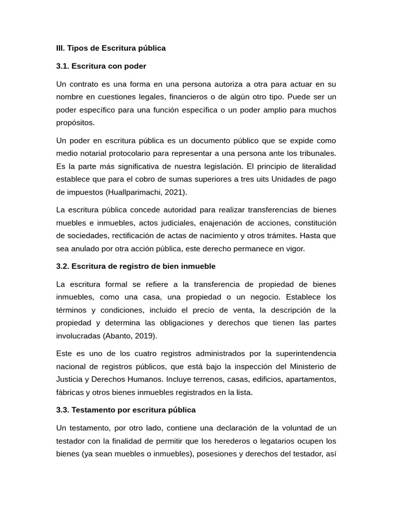 Tipos de Escritura Pública y Su Uso | PDF