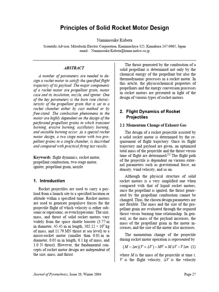Principles of Solid Rocket Motor Design | PDF | Rocket Propellant ...