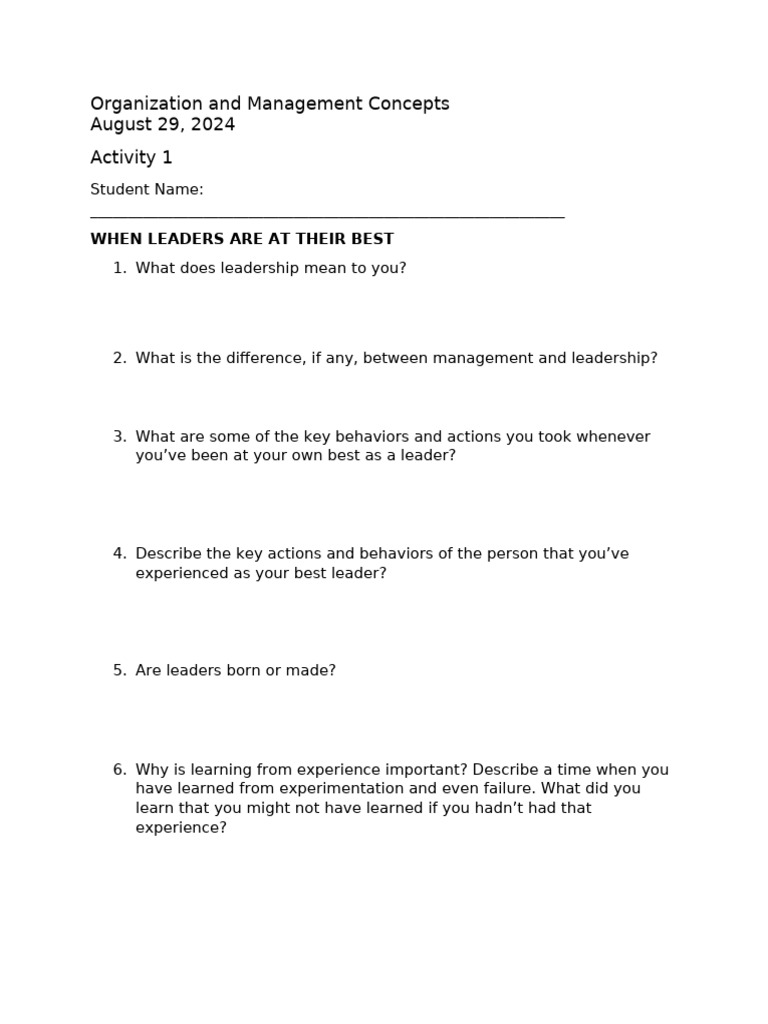 Activity 2 Organization and Management | PDF
