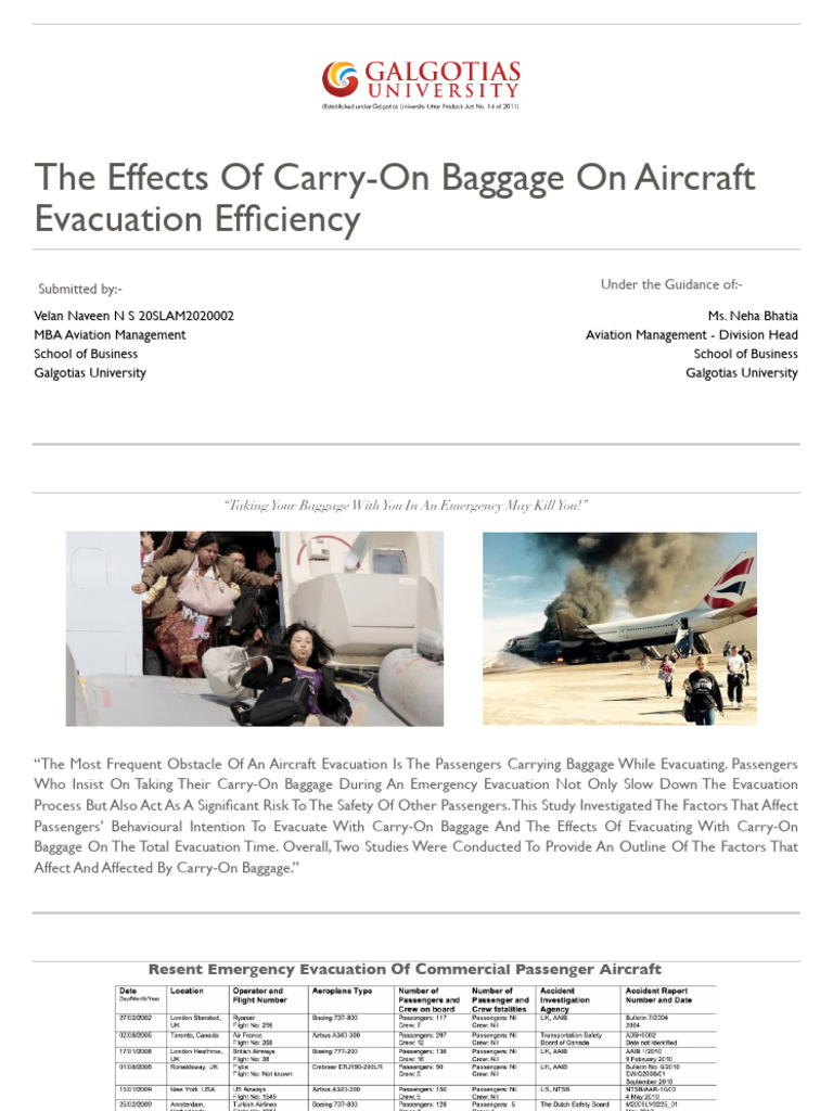 Impact of Carry-On Baggage on Evacuation | PDF | Aviation Safety | Aviation