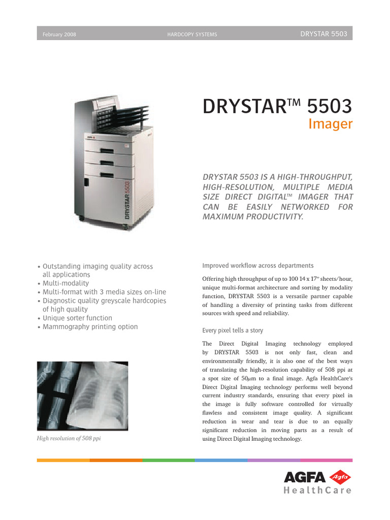 DRYSTAR 5503: High-Throughput Imager | PDF | Imaging