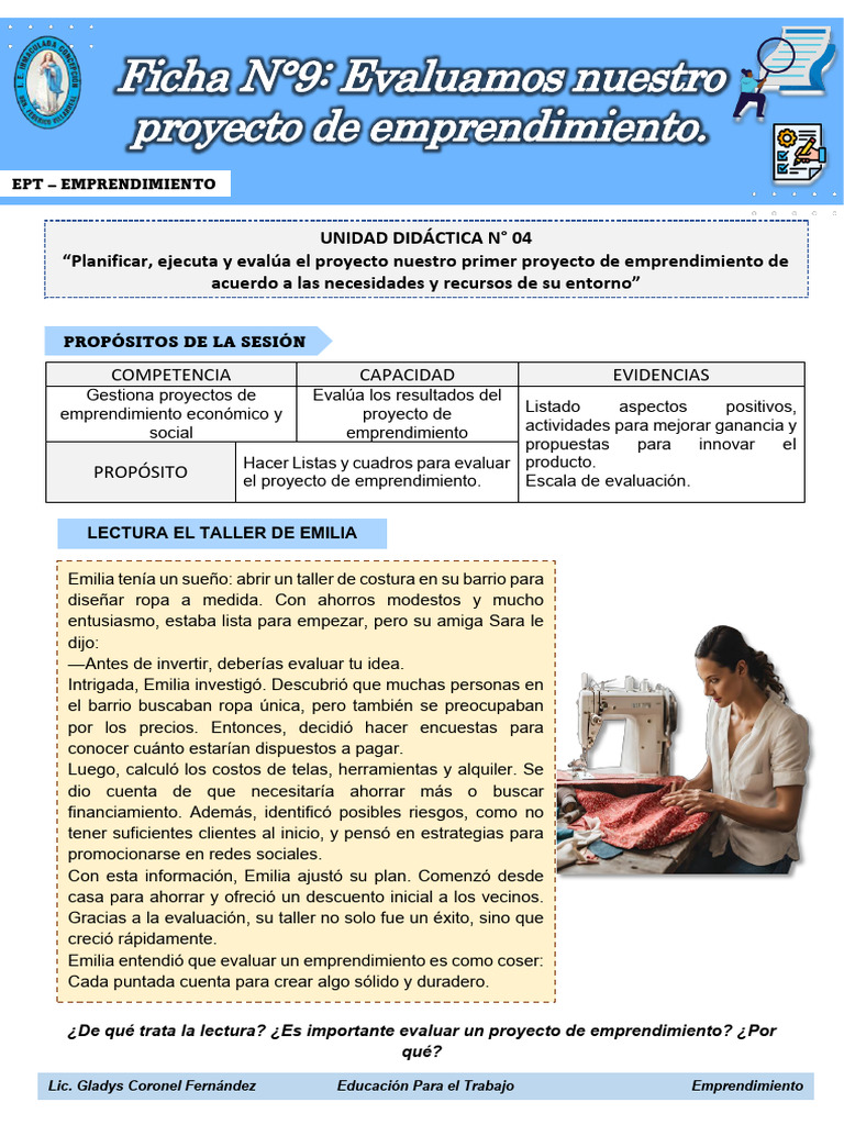 Ficha 09 Evaluamos Nuestro Emprendimiento de Emprendimiento | PDF ...