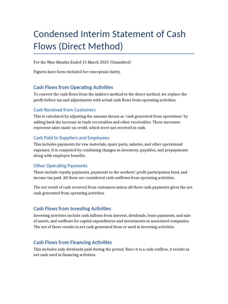 Cash Flow Statement: Direct Method Overview | PDF