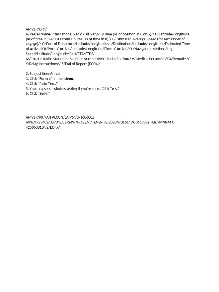 AMVER Reporting Format Guide | PDF