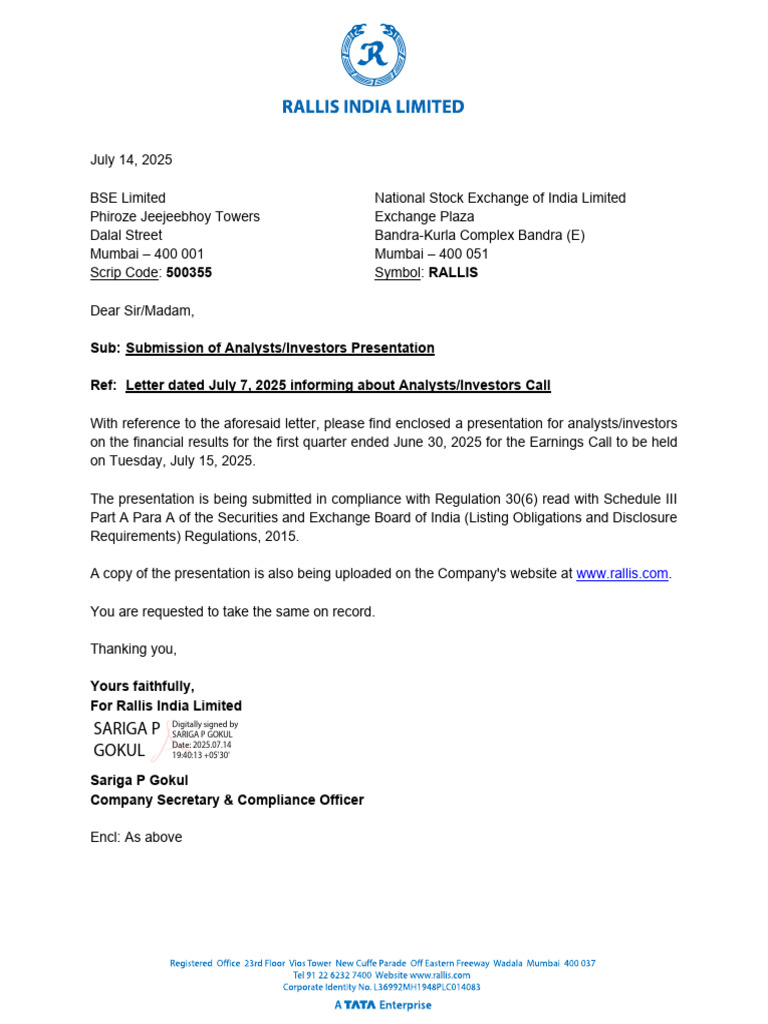 Rallis: Sariga P Gokul | PDF | Soil | Agriculture