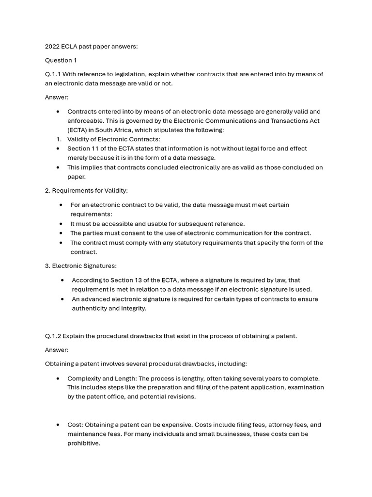 Ecla Questions and Answers | PDF | Trademark | Defamation