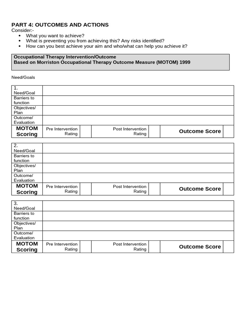 MOTOM Outcome Measures in Therapy | PDF