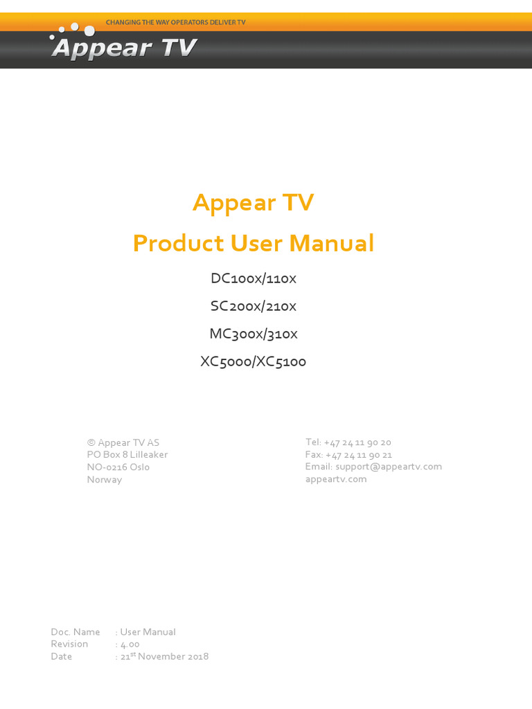 AppearTV - XC Platform User Manual | PDF | Power Supply | Information ...